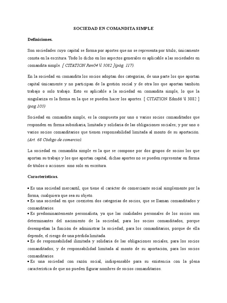 Requisitos y características de las sociedades en comandita simple: una guía completa | PDF ...