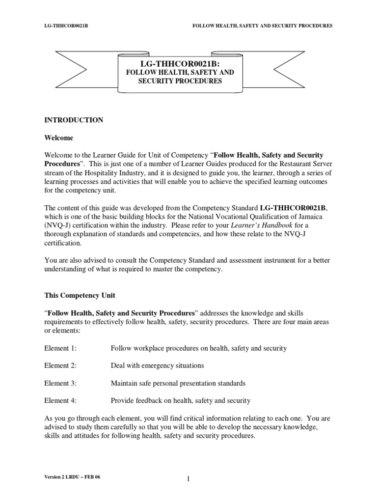 Follow Health, Safety and Security Procedures | PDF | Emergency | First Aid