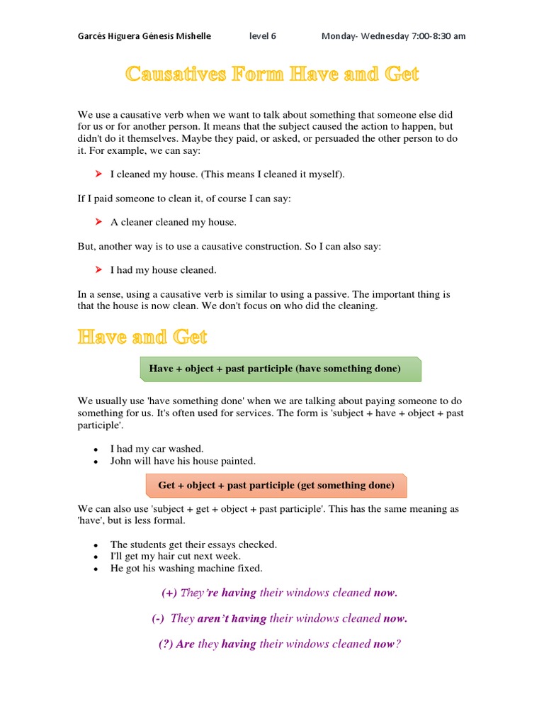 Causatives Form Have and Get | PDF | Verb | Morphology