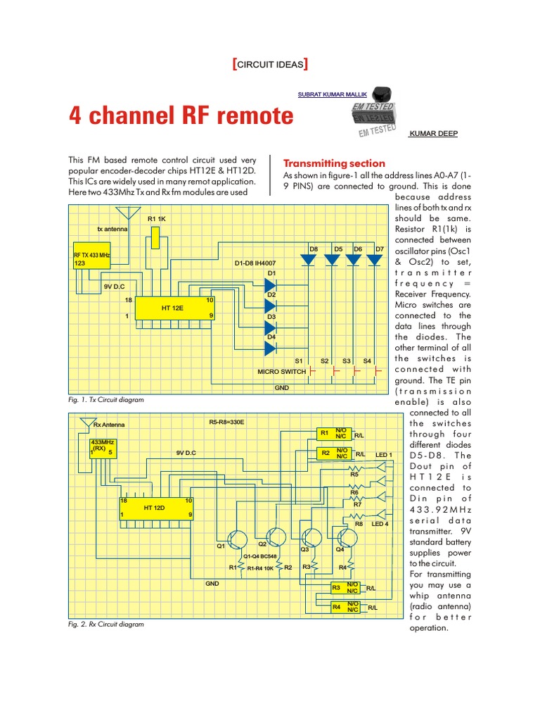4 Channel RF Remote PDF | PDF | Transmitter | Frequency Modulation