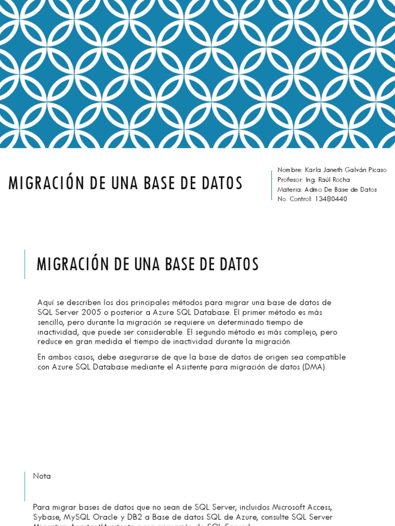 Migración De Una Base De Datos Servidor Sql De Microsoft Sql