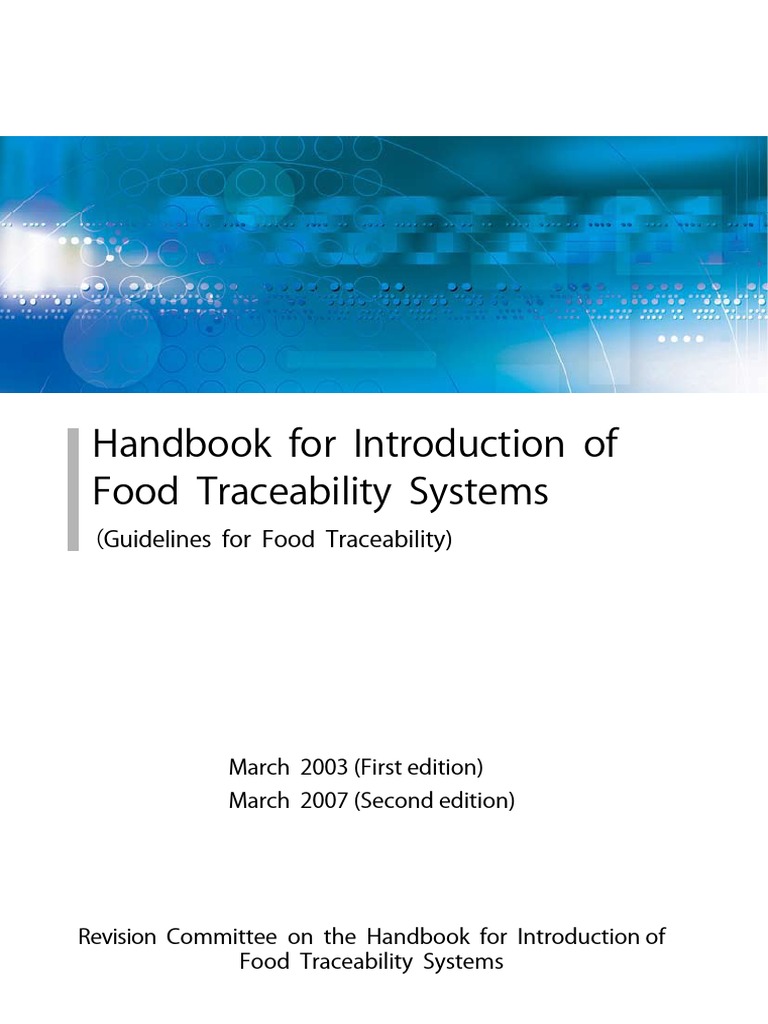 Handbook On Food Traceability PDF | PDF