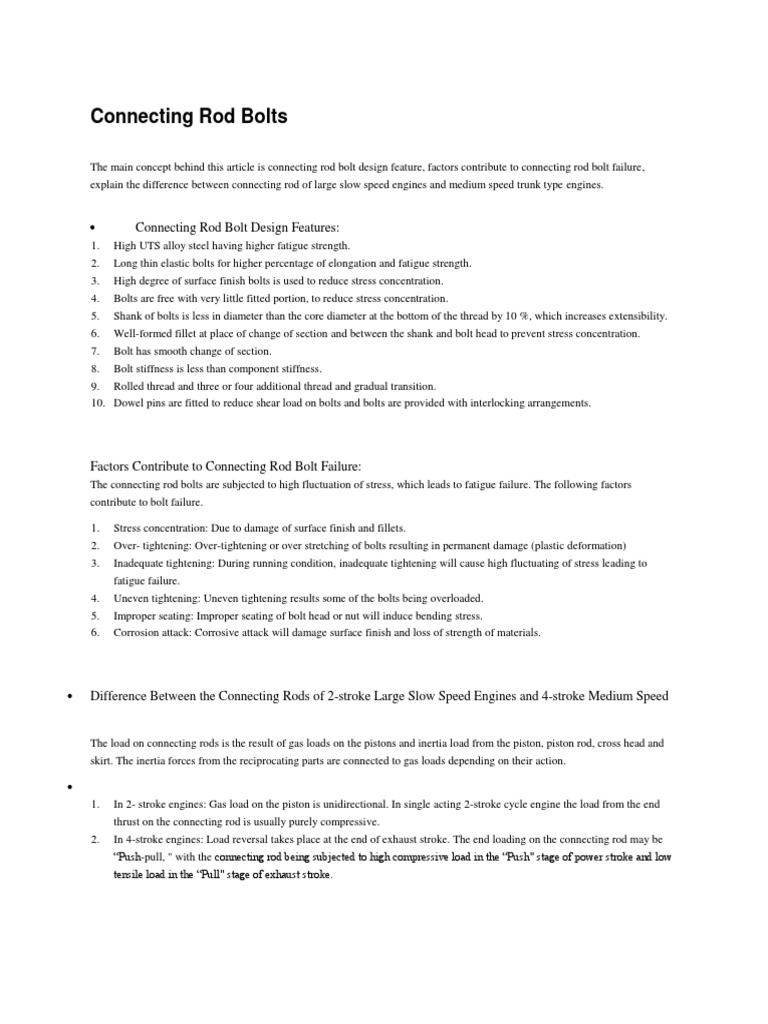 Connecting Rod Bolts | PDF | Screw | Strength Of Materials