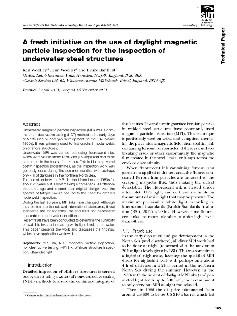 Underwater MPI | PDF | Nondestructive Testing | Underwater Diving