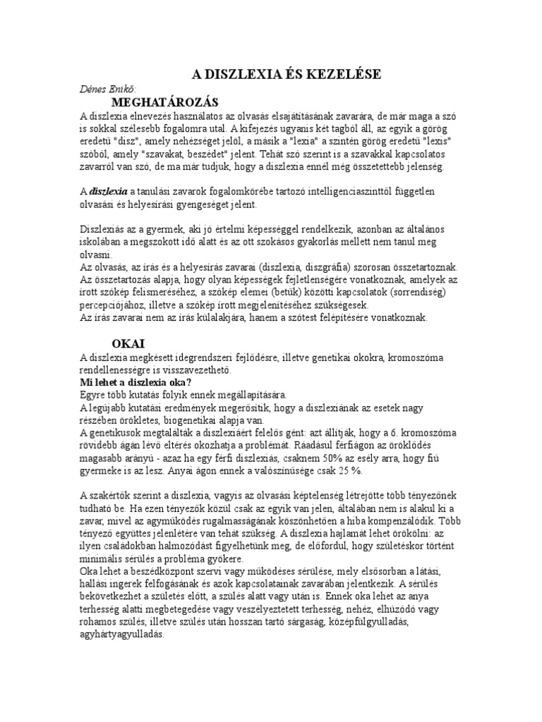 A Diszlexia Es Kezelese | PDF