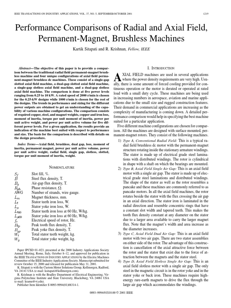 Performance Comparisons of Radial and Axial Field Permanent Magnet ...