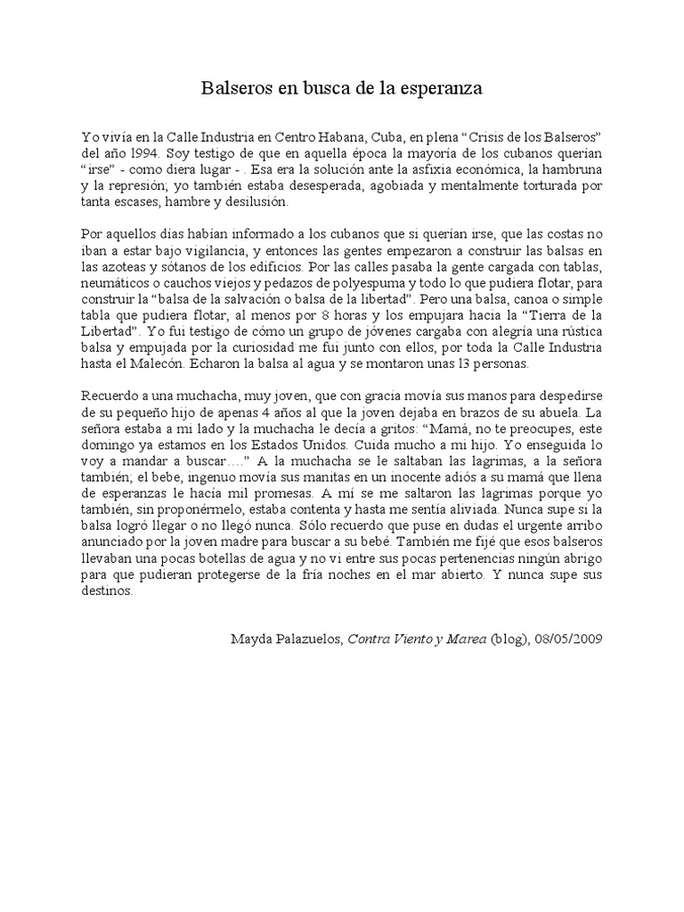 Balseros en Busca de La Esperanza | PDF