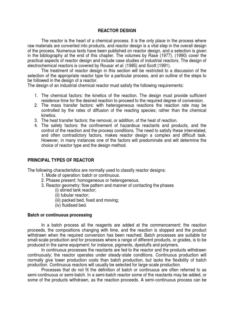 Reactor Design | PDF | Chemical Reactor | Catalysis