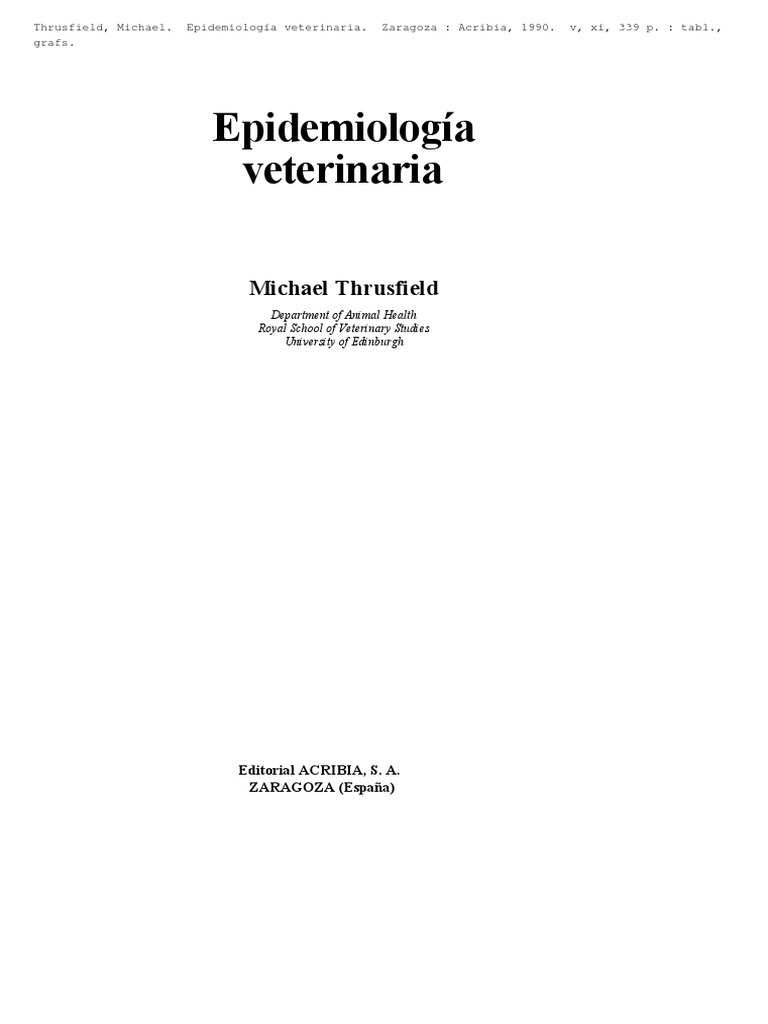 Epidemiologia Veterinaria M Thrusfield PDF | PDF | Epidemiología ...