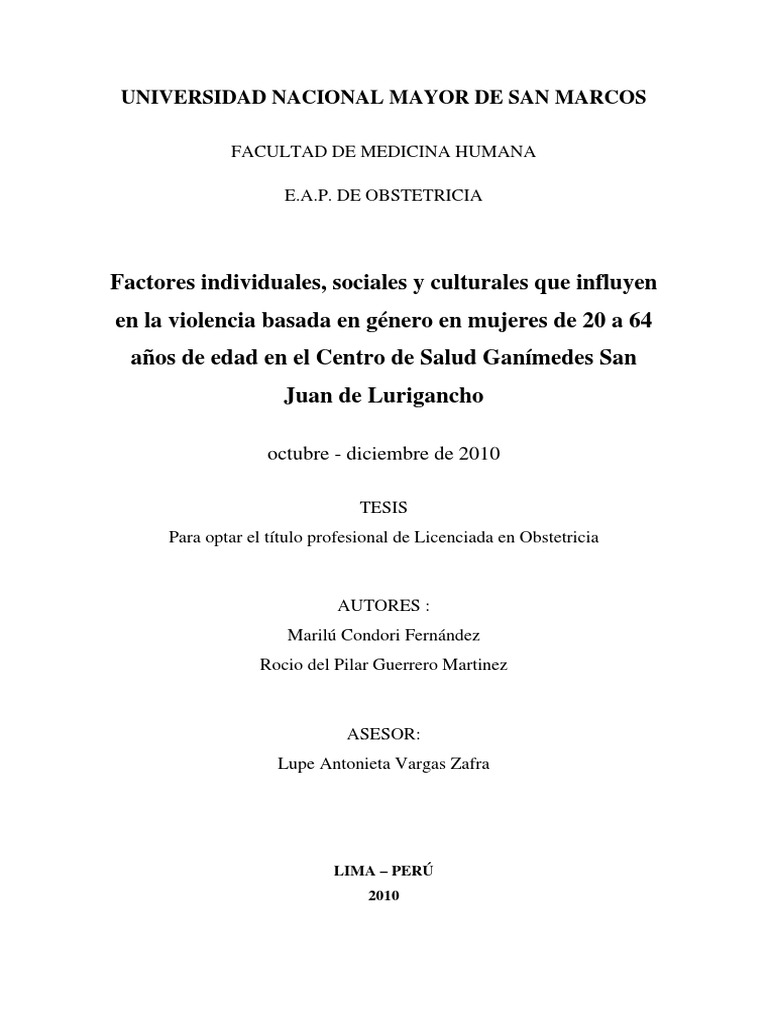 Factores Individuales, Sociales y Culturales Que Influyen en La ...
