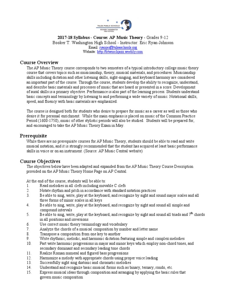 Syllabus-Ap Music Theory | PDF | Chord (Music) | Harmony