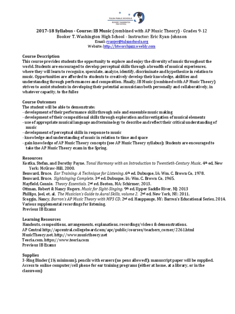 Syllabus ib Music Music Theory Cognition