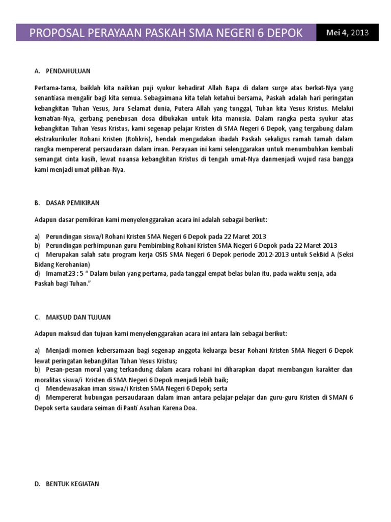 Proposal Paskah | PDF