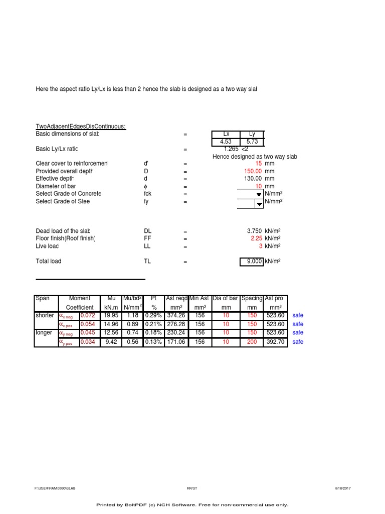 Design of Kitchen Slab: Load Calculation | PDF | Building Technology ...