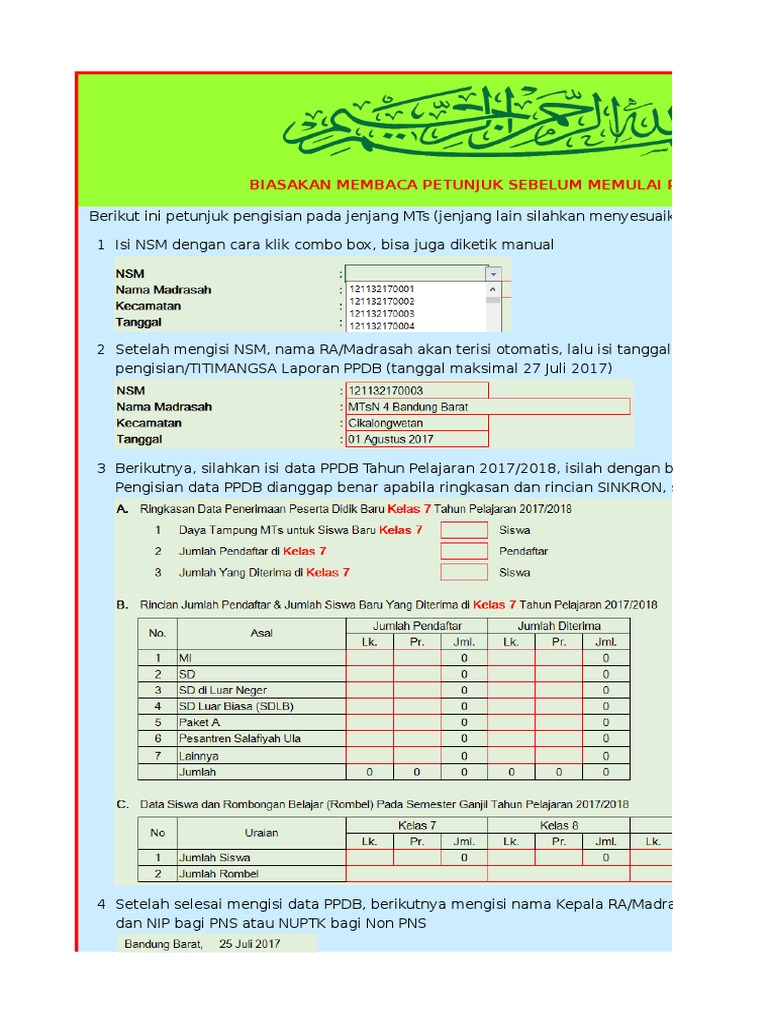 Format Laporan PPDB TP 2017-2018 | PDF