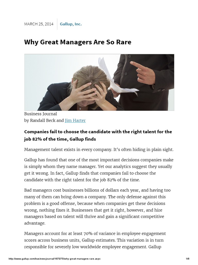 Why Great Managers Are So Rare Gallup Leadership Pdf Gallup