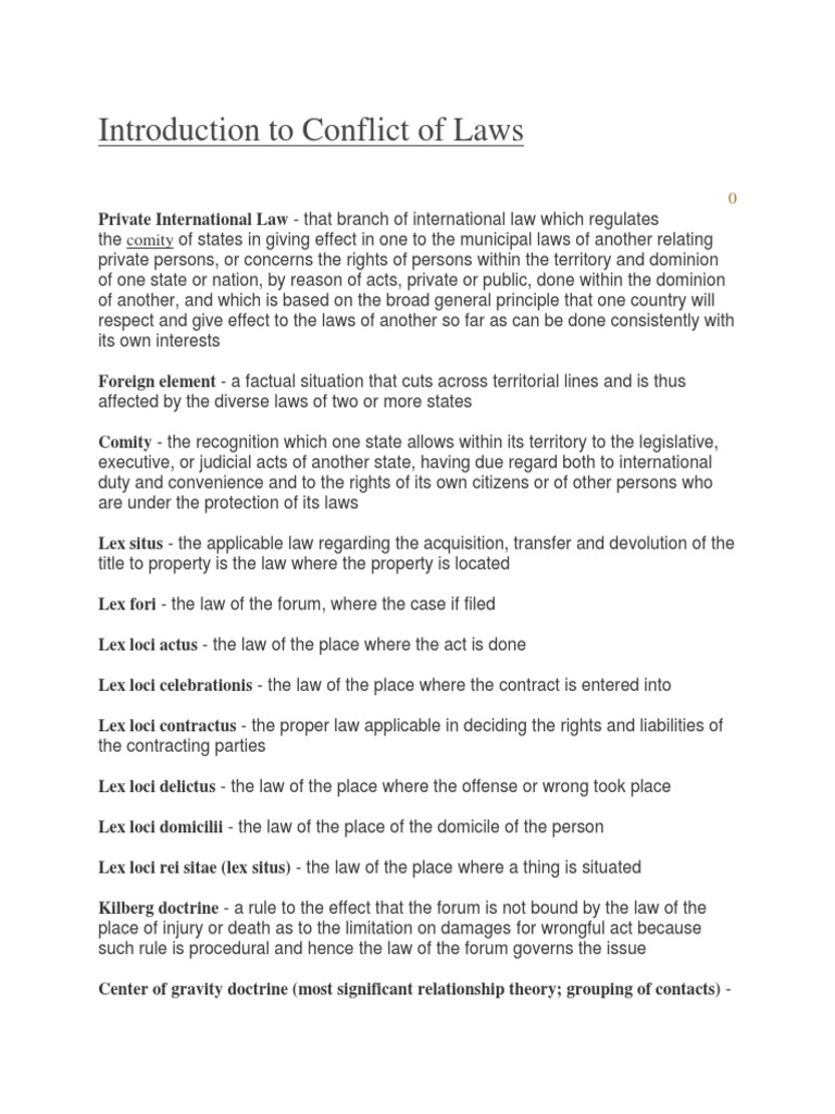 Introduction To Conflict of Laws: Comity | PDF | Choice Of Law ...
