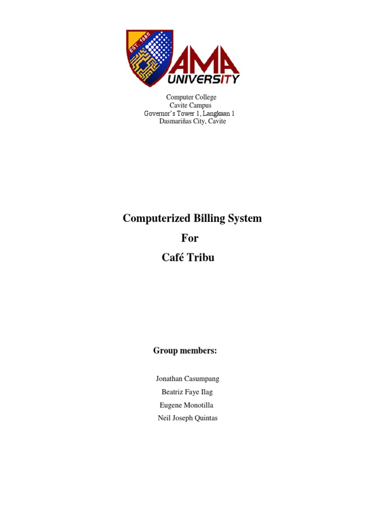 Computerized Billing System For Café Tribu | PDF | Invoice | Accounting