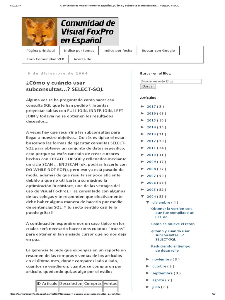 Comunidad de Visual FoxPro en Español - ¿Cómo y Cuándo Usar ...