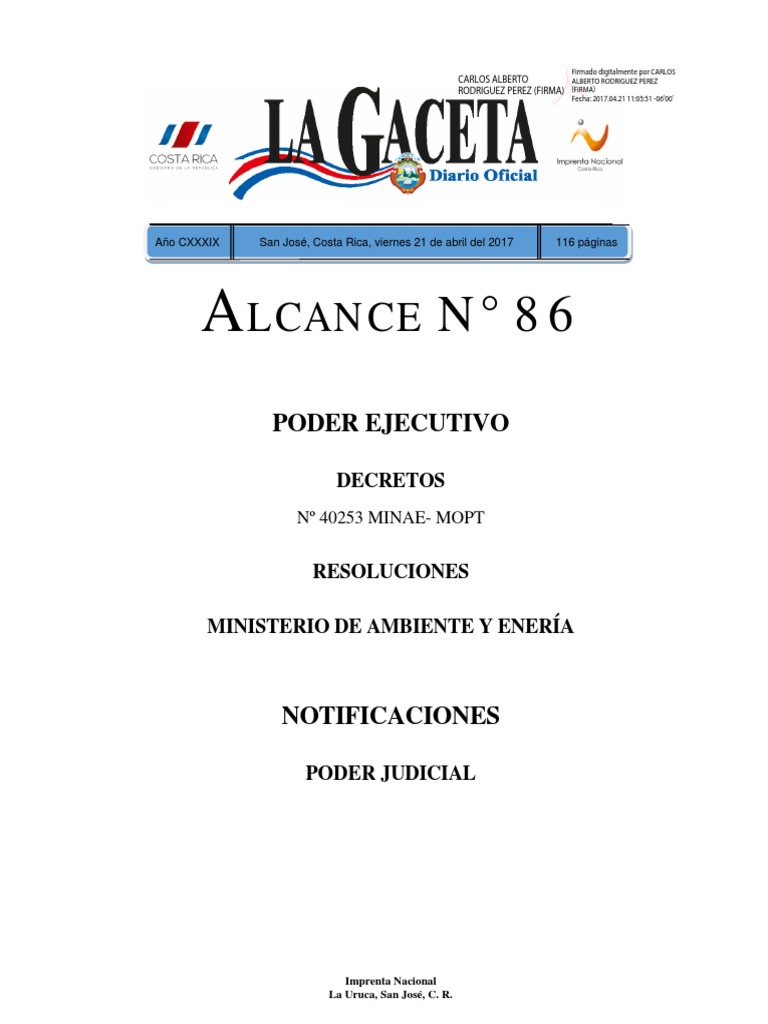 la gaceta costa rica