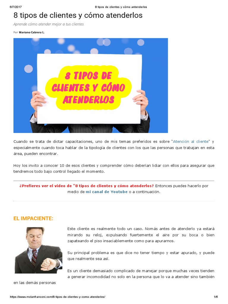 8 Tipos de Clientes y Cómo Atenderlos | PDF | Cliente | Negocios (general)