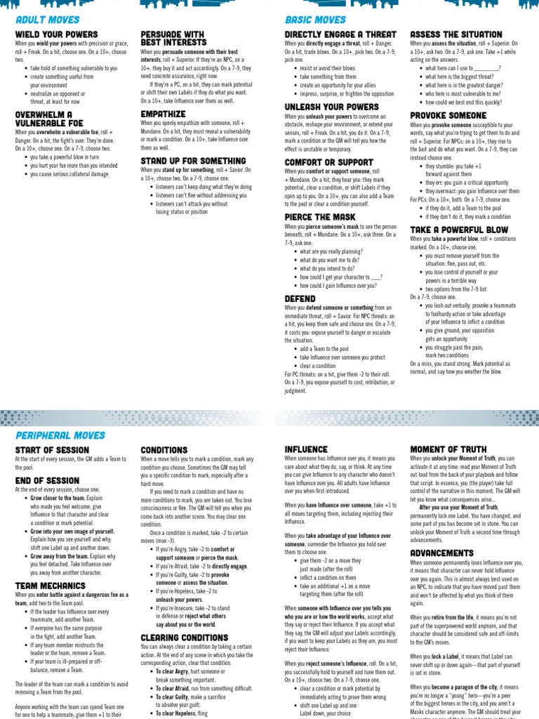 Masks Basic Moves PDF | PDF