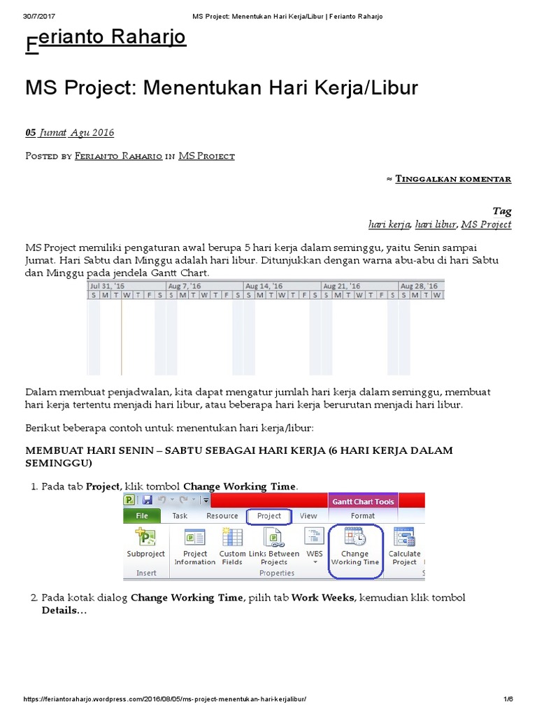 Mengatur Hari Kerja di MS Project | PDF | Karier & Perkembangan | Seni