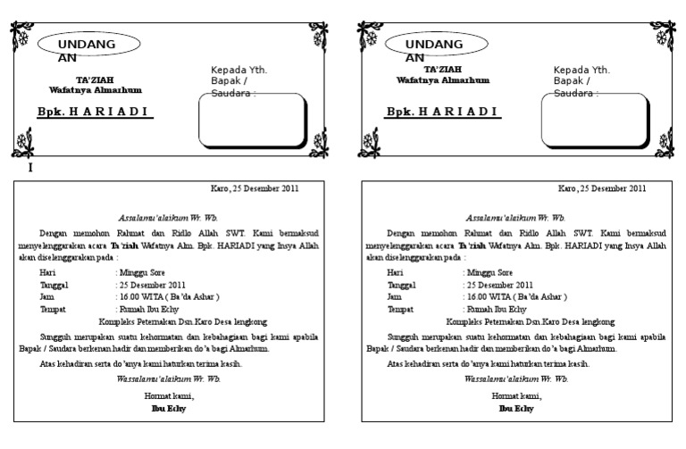 Undangan Taziah | PDF