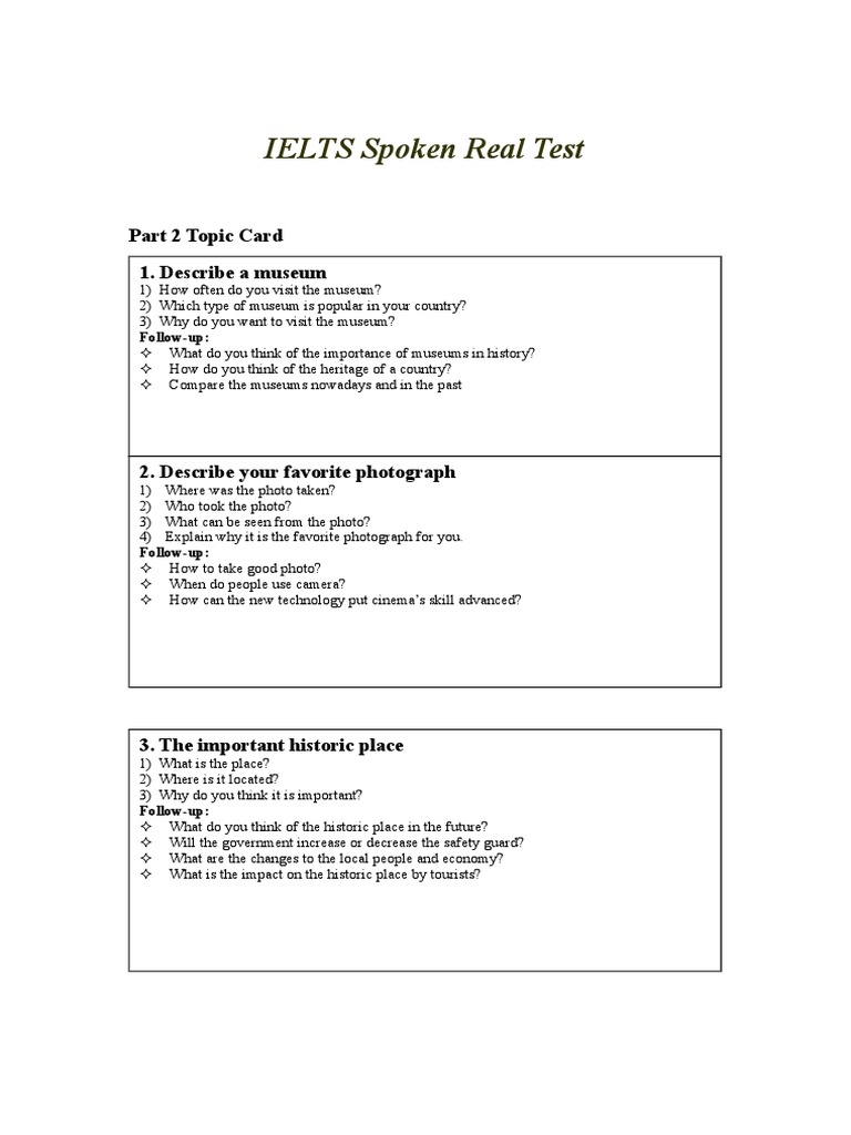 IELTS - Speaking Topics and Examples | PDF | News | Traffic