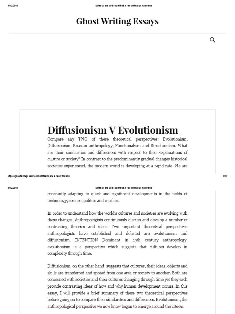 Diffusionism and Evolutionism Theoretical Perspectives | Anthropology ...
