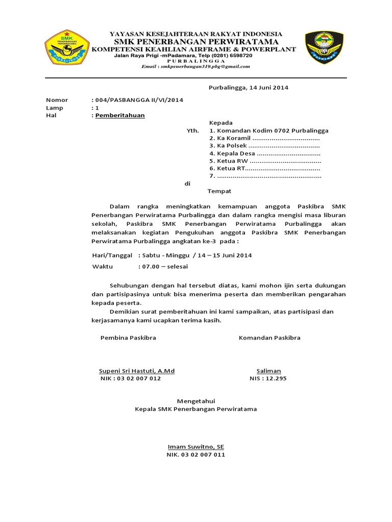 Surat Pemberitahuan CAPAS | PDF