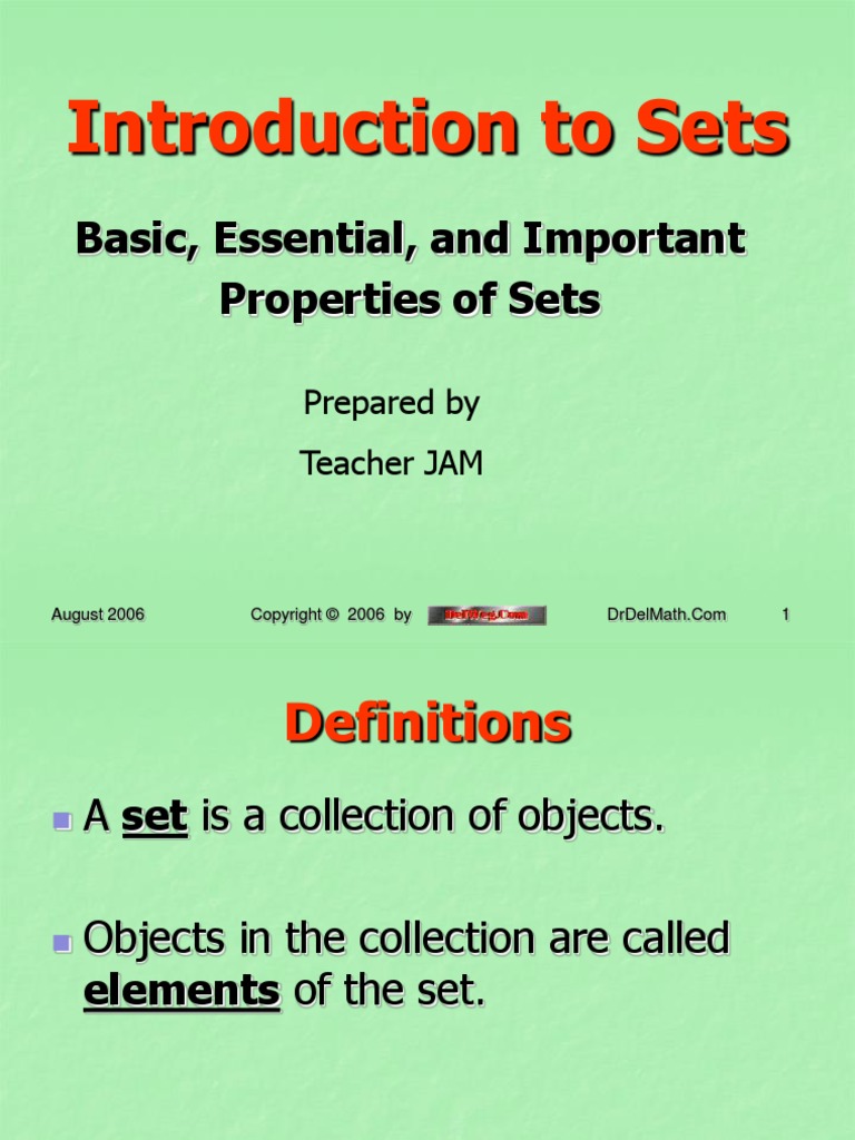 Introduction To Sets: Basic, Essential, and Important Properties of ...