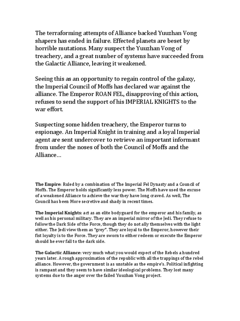 The Empire: Ruled by A Combination of The Imperial Fel Dynasty and A ...