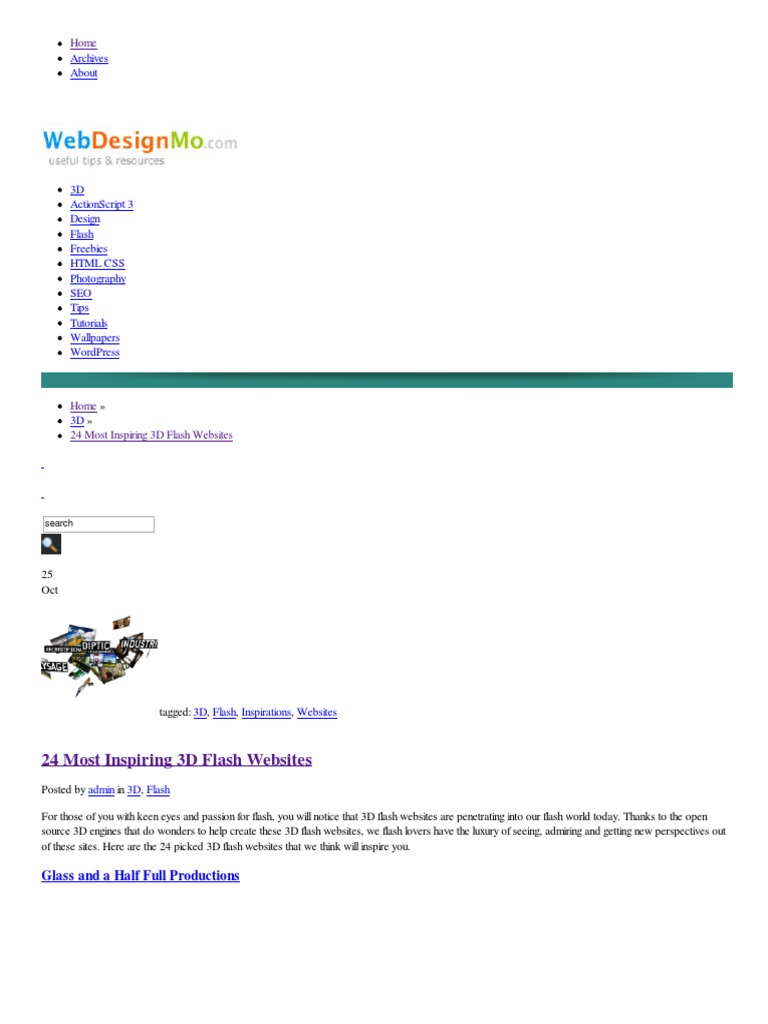 Web Design 24 Most Inspiring 3D Flash Websites | PDF | Search Engine ...