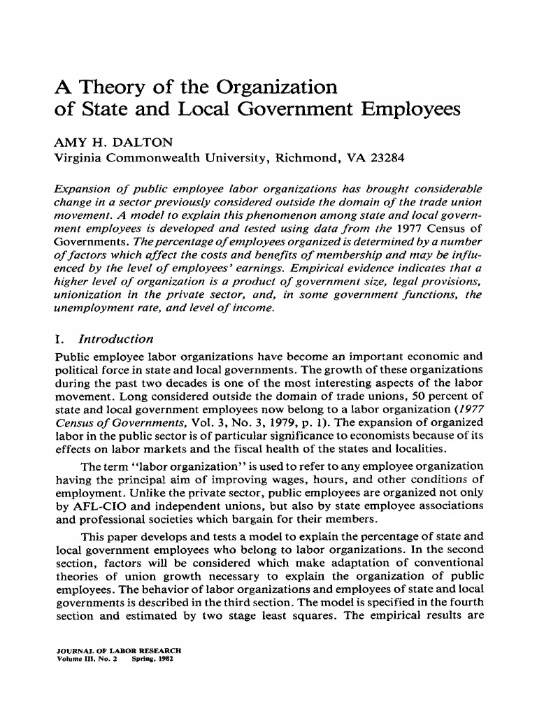 A Theory of The Organization of State and Local Governm Employees-Bueno ...