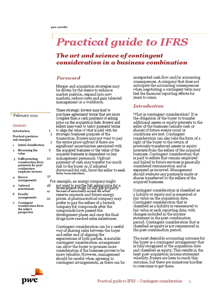 Contingent consideration-PWC | PDF | Mergers And Acquisitions ...
