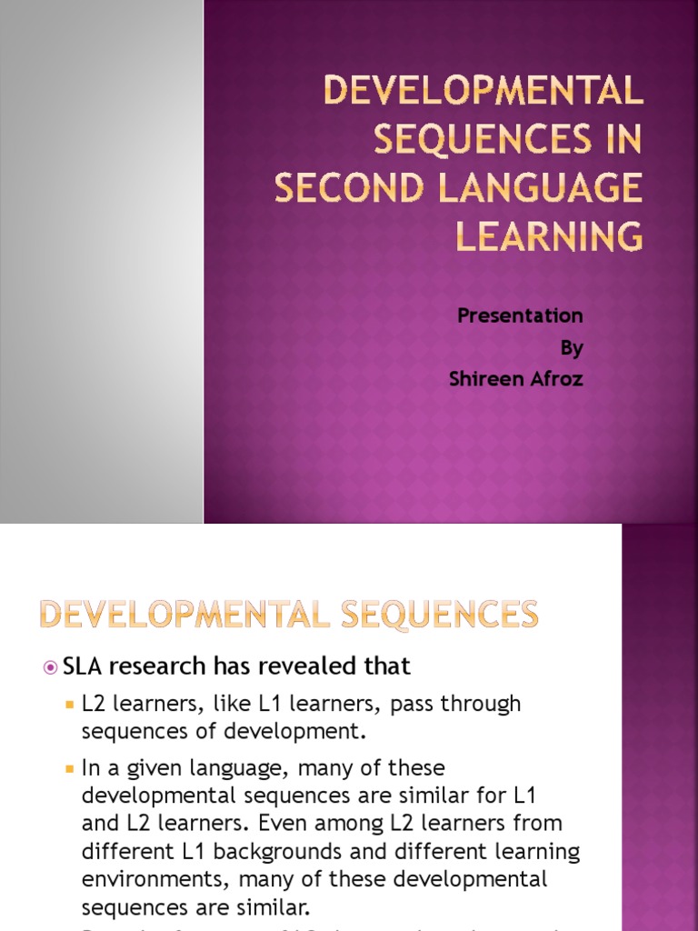 Develpoment Sequence of L2 Learning | PDF | Second Language | Second ...