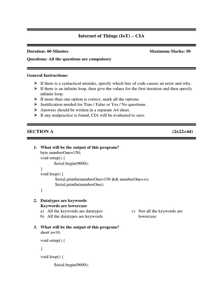 CIA 1 Questions | PDF | Integer (Computer Science) | Control Flow