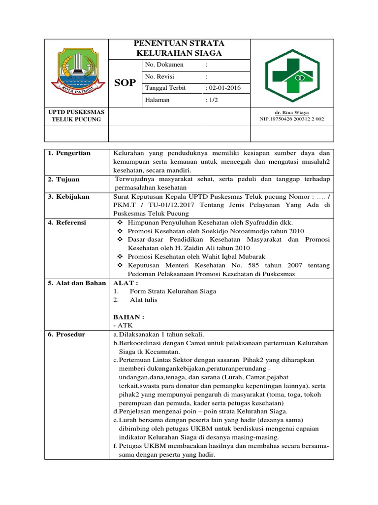 Sop Penentuan Strata Desa Siaga | PDF
