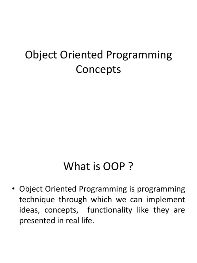 OOP Concepts: Classes, Objects, Inheritance | PDF | Object Oriented ...