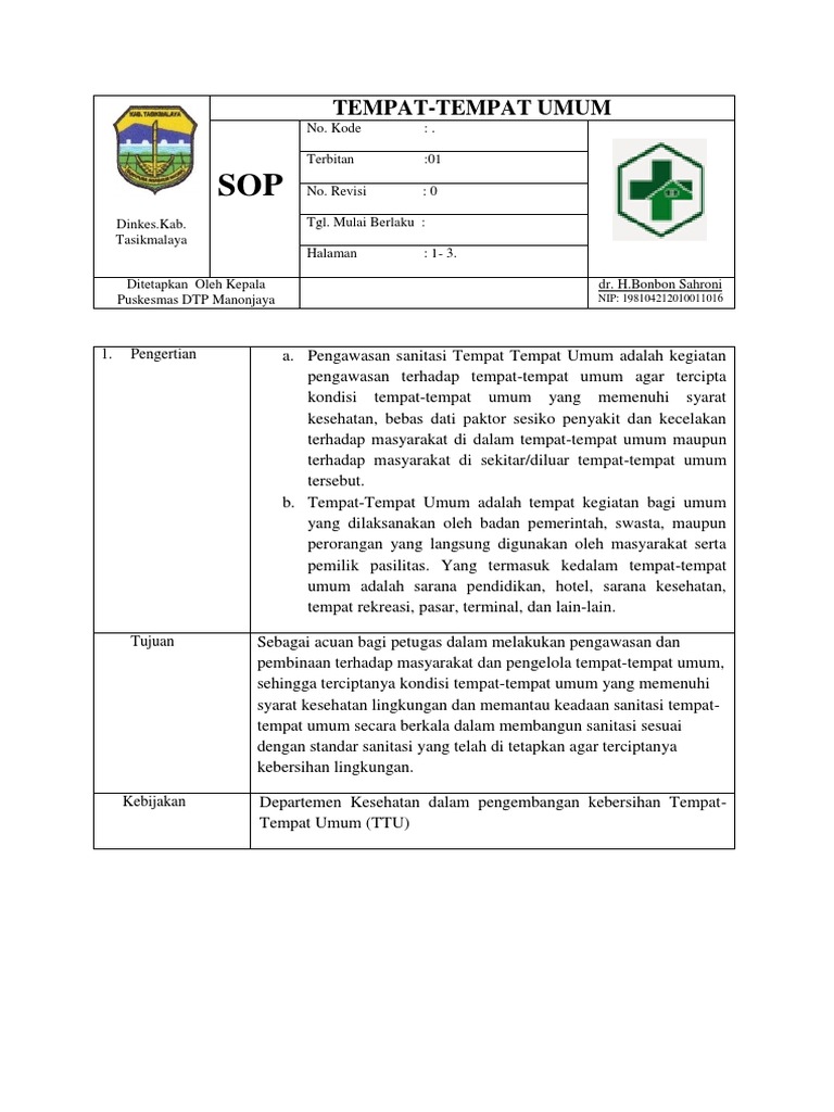SOP Tempat-Tempat Umum | PDF