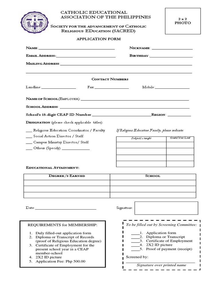 Application Form - CEAP-SACRED | PDF