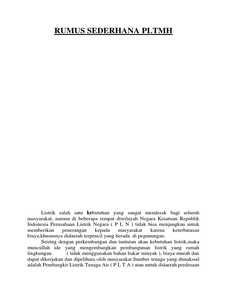 Rumus Sederhana PLTMH | PDF