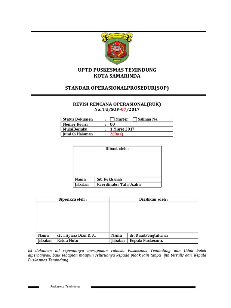 Sop Revisi Rencana Program (Ruk) | PDF