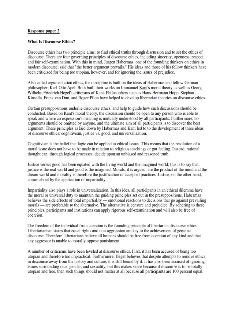 What Is Discourse Ethics | PDF | Immanuel Kant | Metaphysics