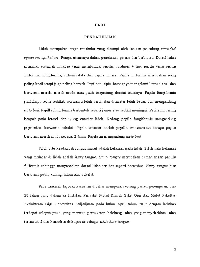 Laporan Kasus Minor White Hairy Tongue | PDF