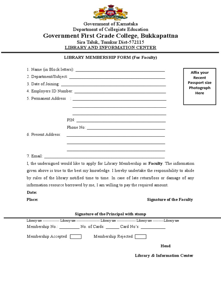 Faculty Library Membership Form | PDF | Libraries | Government And ...