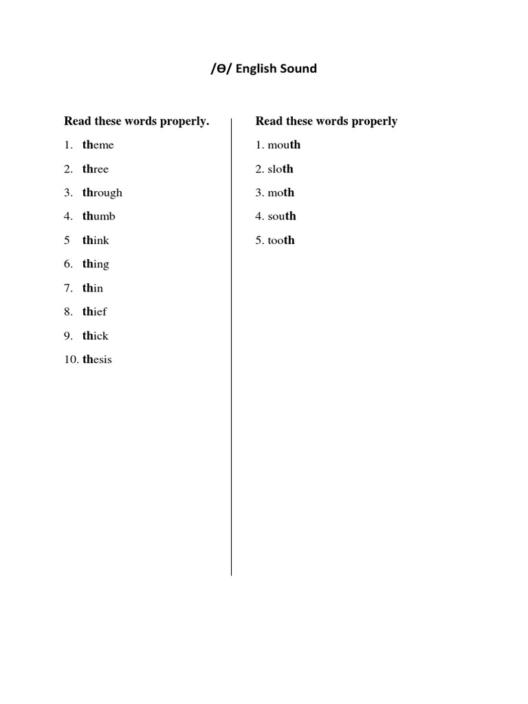Ɵ/ English Sound: Read These Words Properly. Read These Words Properly ...