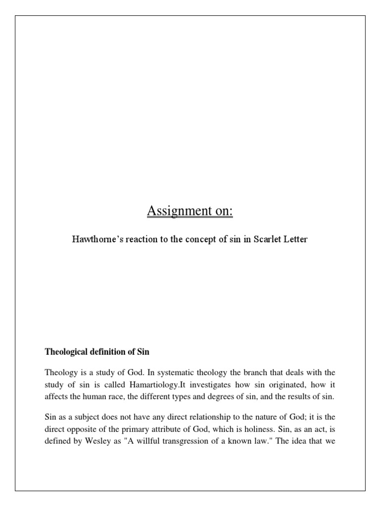 Hawthorne's Reaction To The Concept of Sin in Scarlet Letter | PDF ...