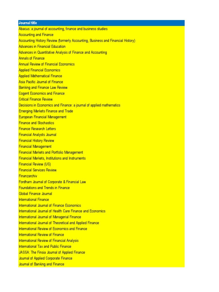 Abdc Finance Journal List | PDF | Quantitative Analyst | Mathematical ...